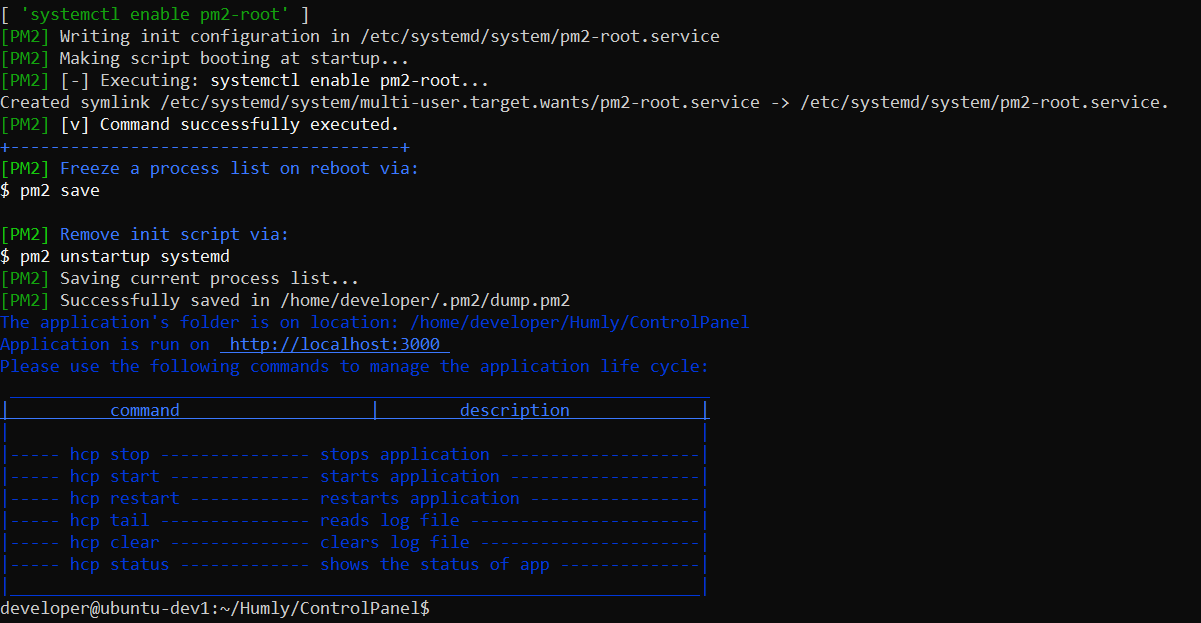 Humly Control Panel Installation - Linux